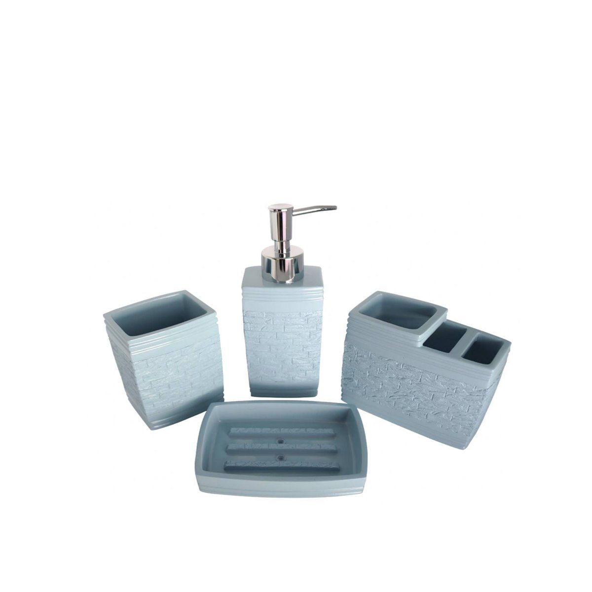 Shresmo Bathroom Set 4 Piece, Blue Polyresin Bath Set Collection: Buy ...