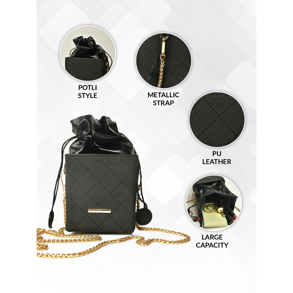 Buy Inkmilan Black Kristy Box Bag for Women Online