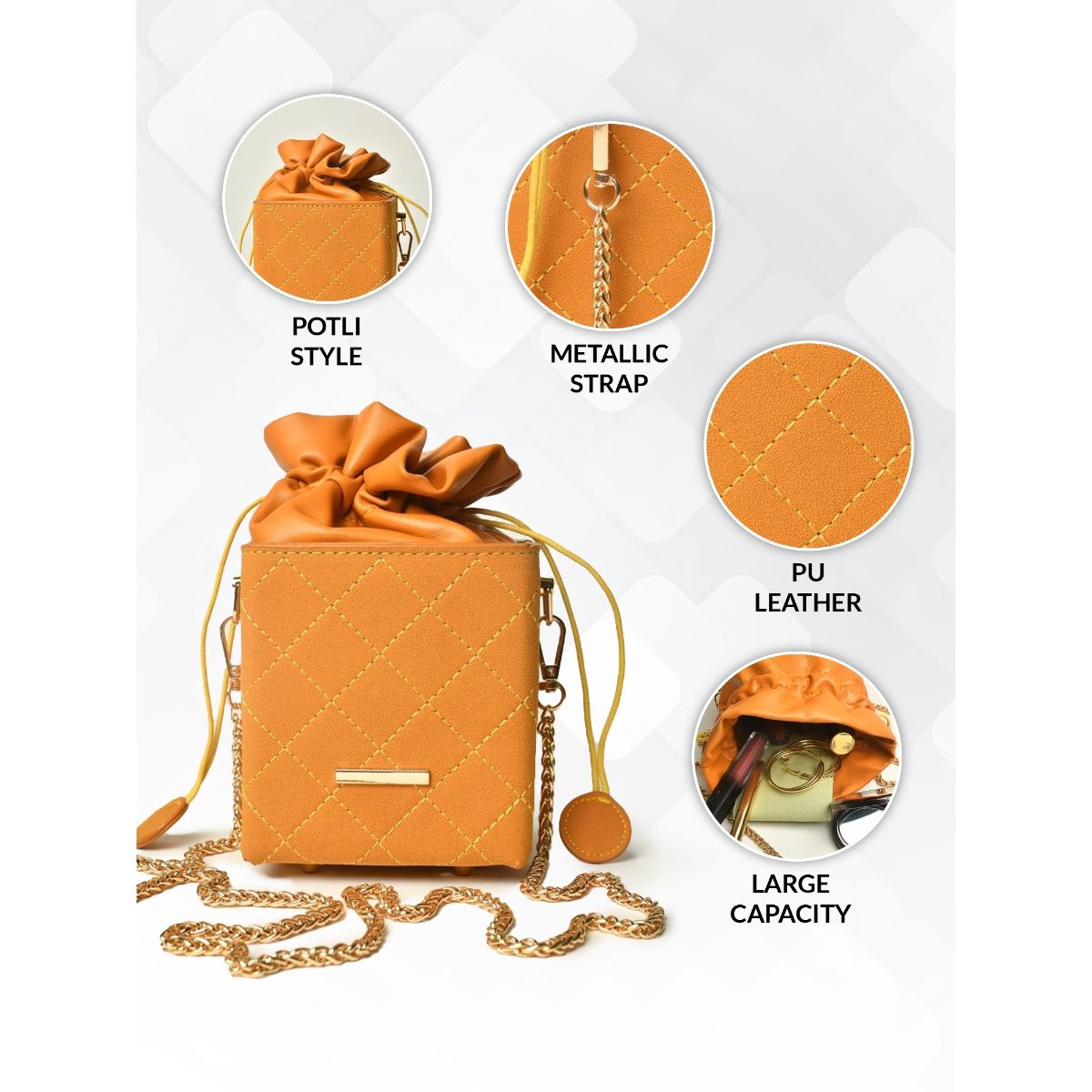 Buy Inkmilan Yellow Kristy Box Bag for Women Online