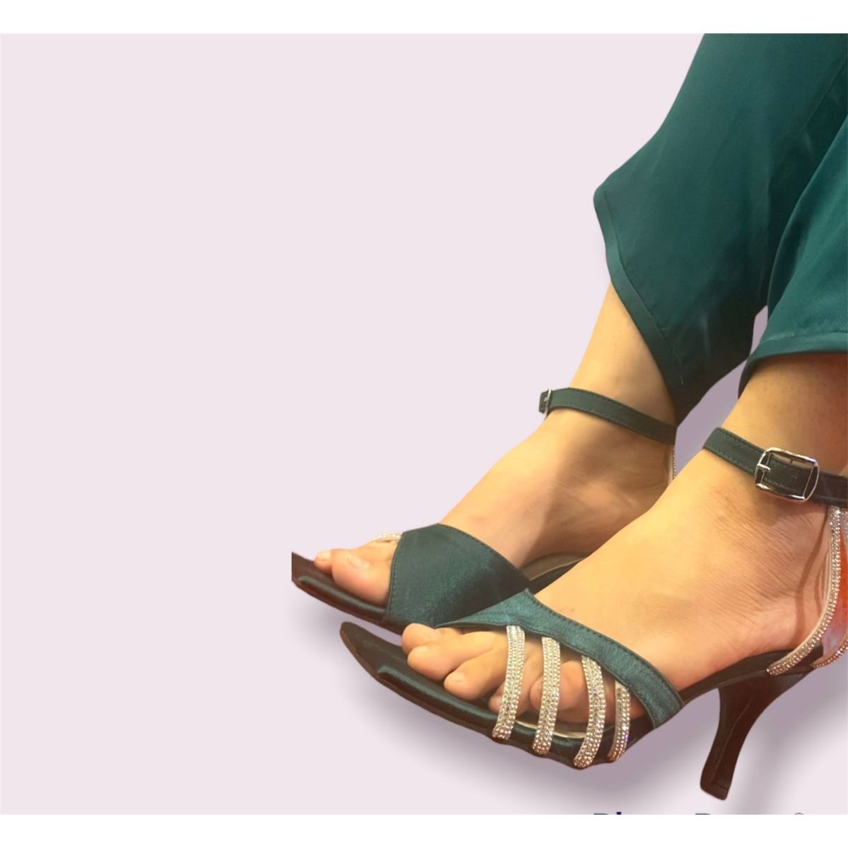 Sana K Luxurious Footwear Green Elle Crisscross String Heel Sandals ...