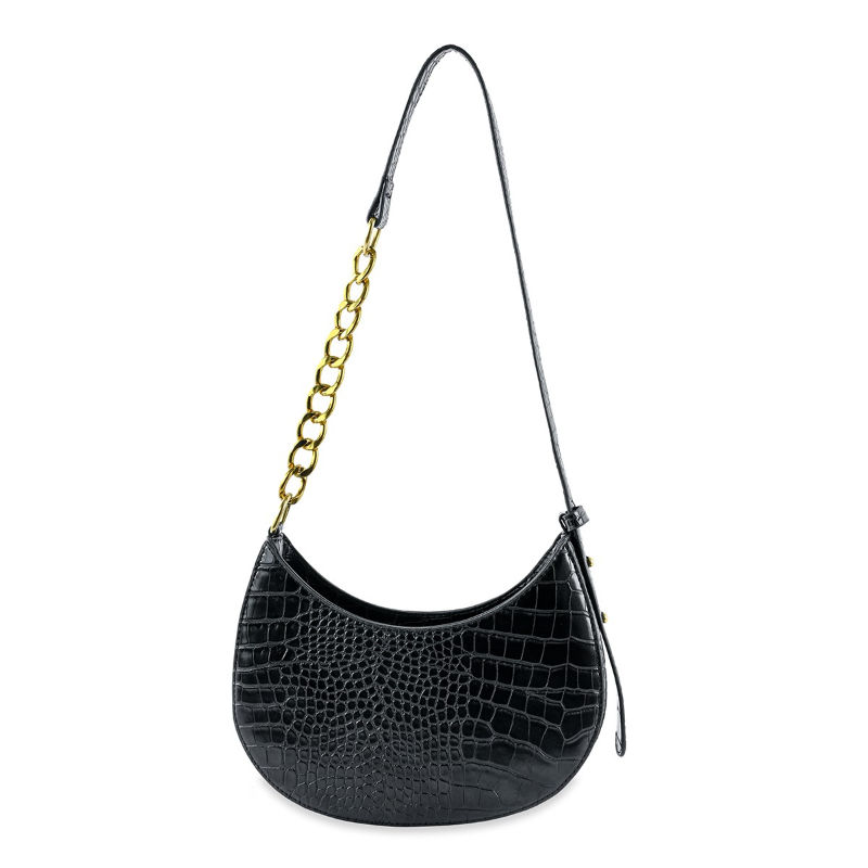 Buy NUFA Croc Half Moon Black Crossbody Bag Online