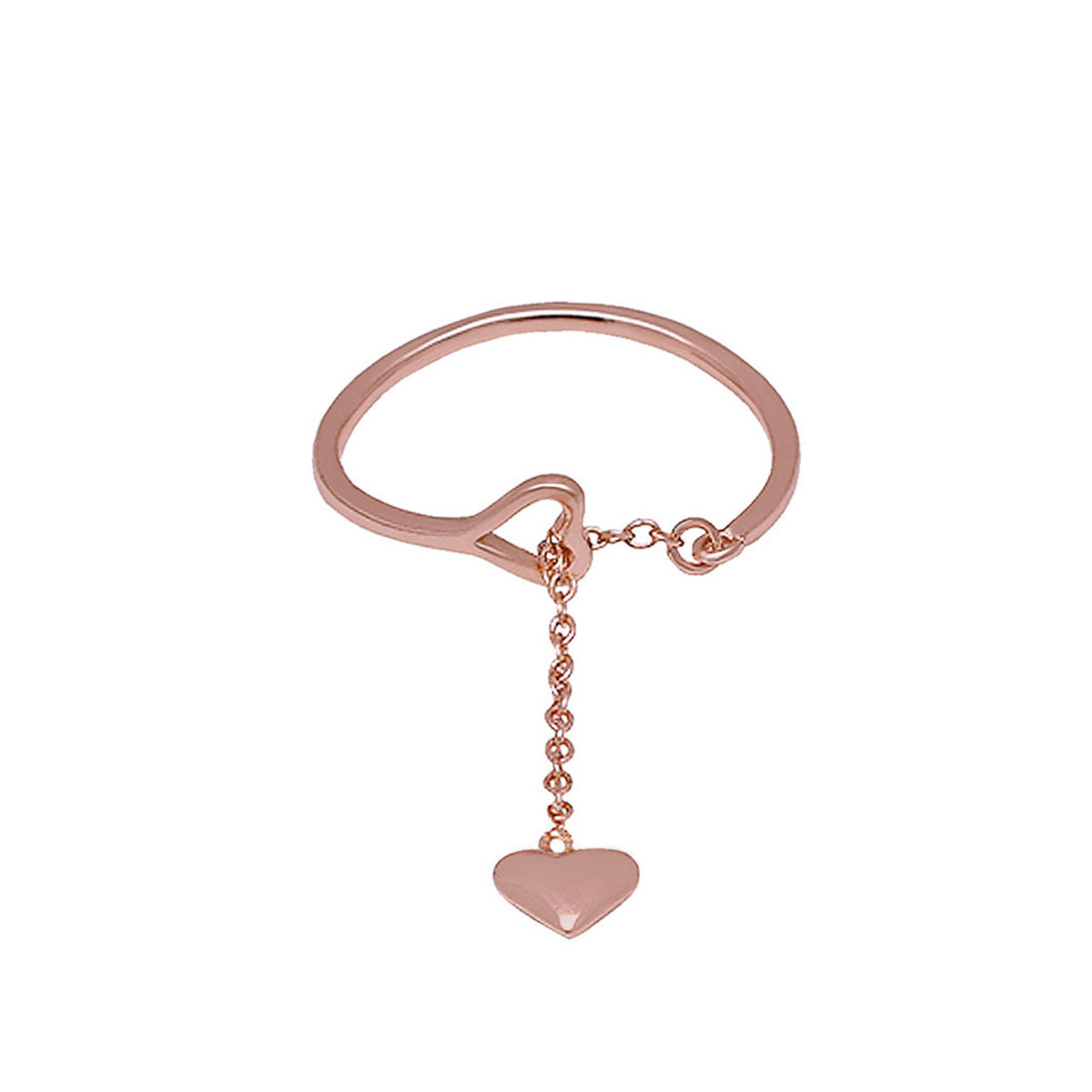 GIVA 925 Sterling Silver Rose Gold Heart Melting Chain Ring for women ...