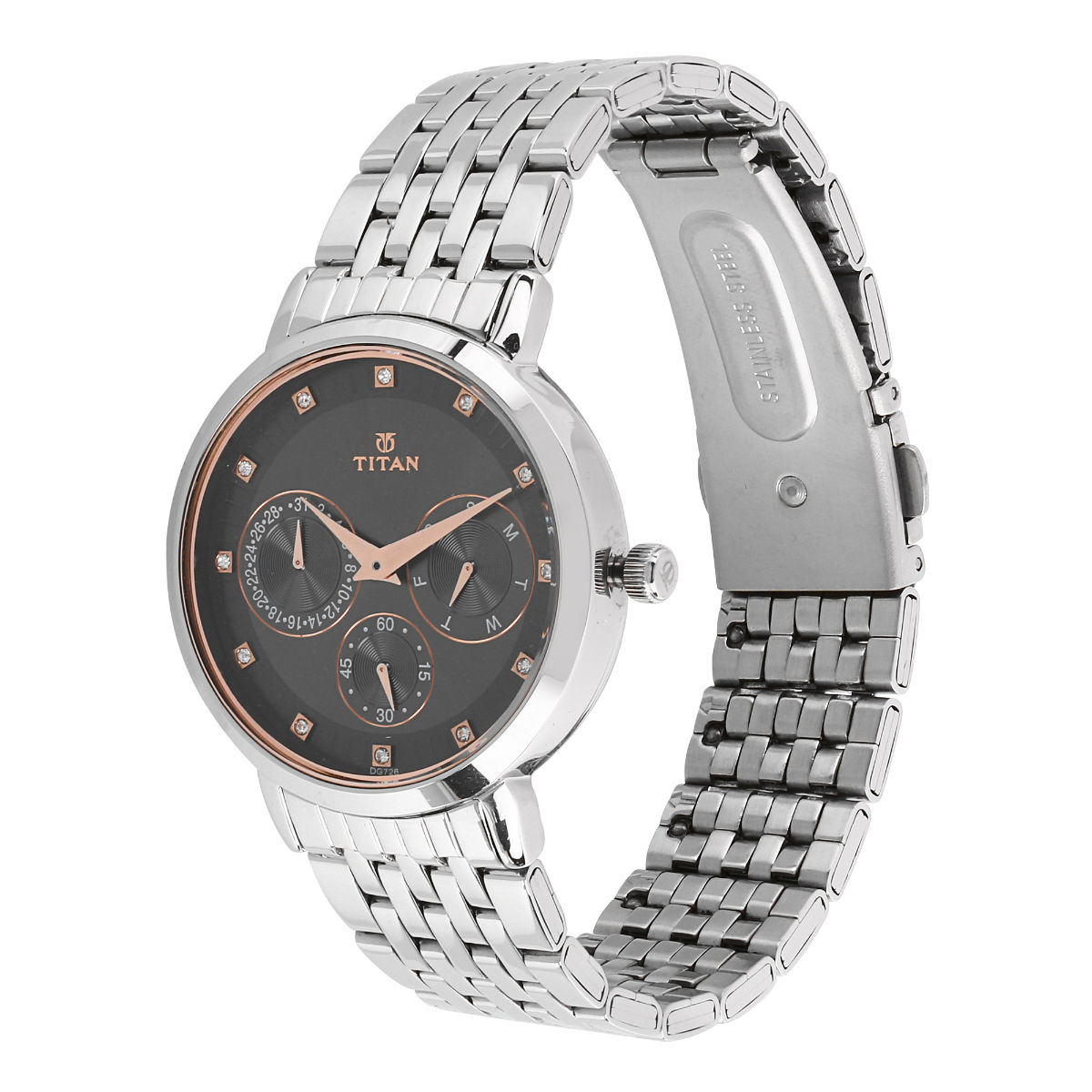 Buy Titan Workwear Watch with Anthracite Dial & Stainless Steel Strap ...