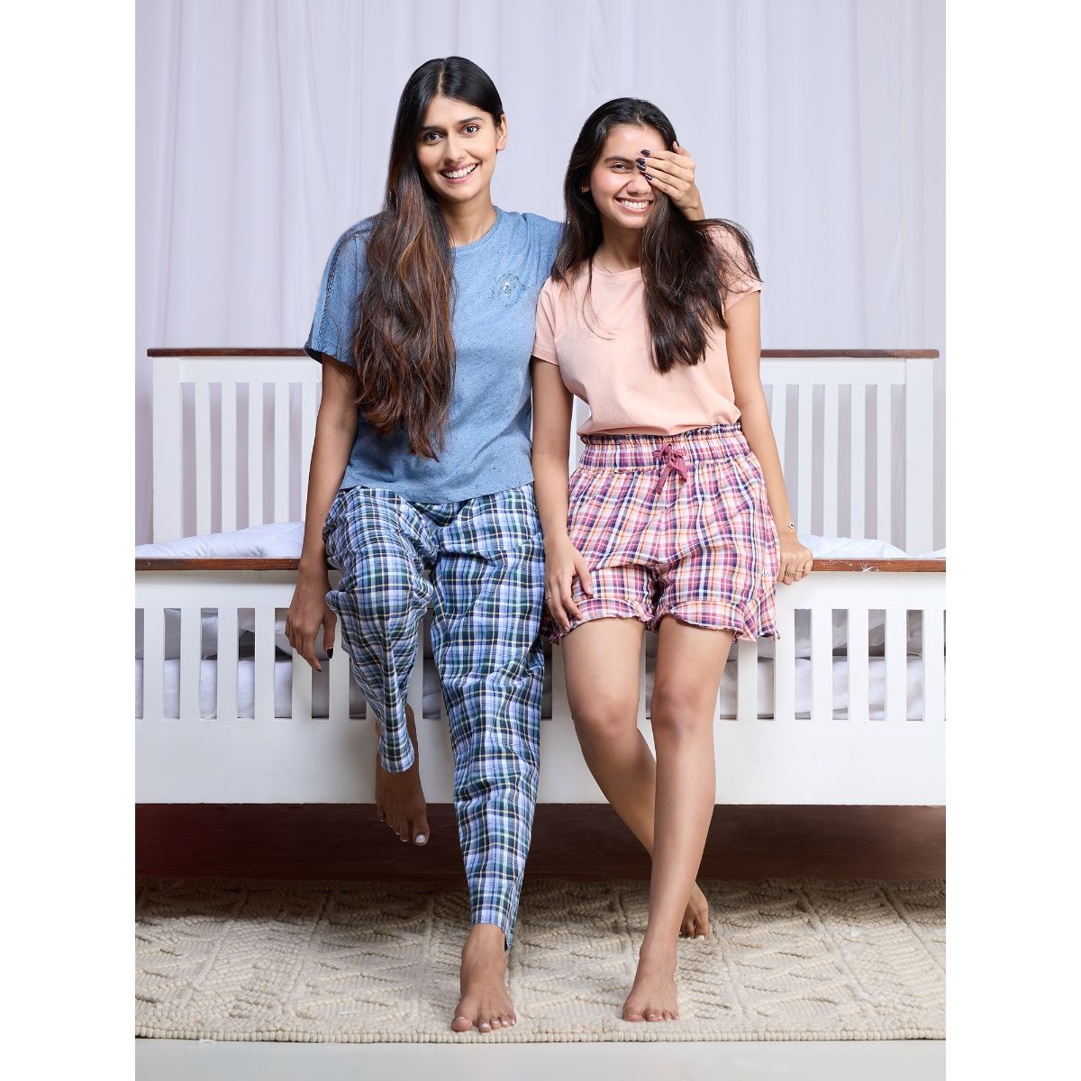 Buy Nykd by Nykaa Cotton Plaid Pajama - Nys141 - Hydrangea Plaid Online