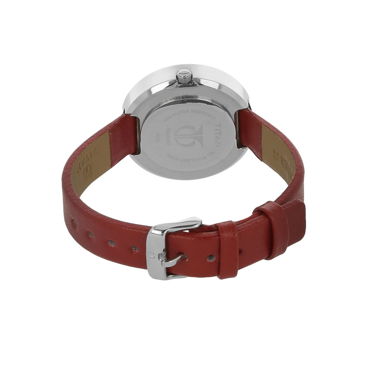 Buy Titan Silver Dial Red Leather Strap Watch Online