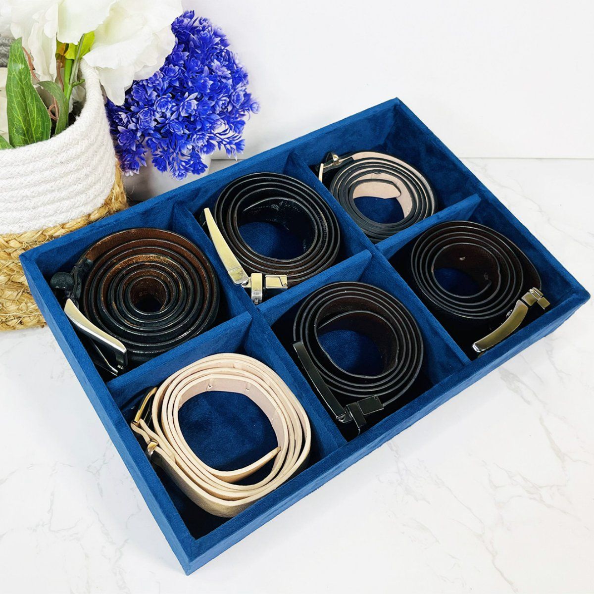 Buy La Trove Luxury Velvet Belt Tray (30X20X5 Cm) Online