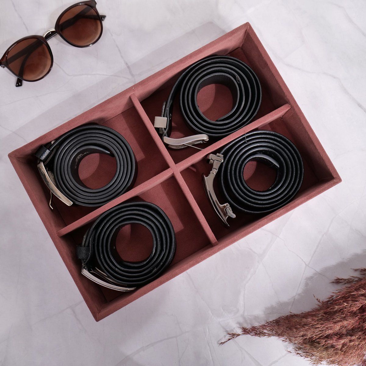 Buy La Trove Luxury Velvet 4 Slot Belt Tray Display Of Premium Big ...