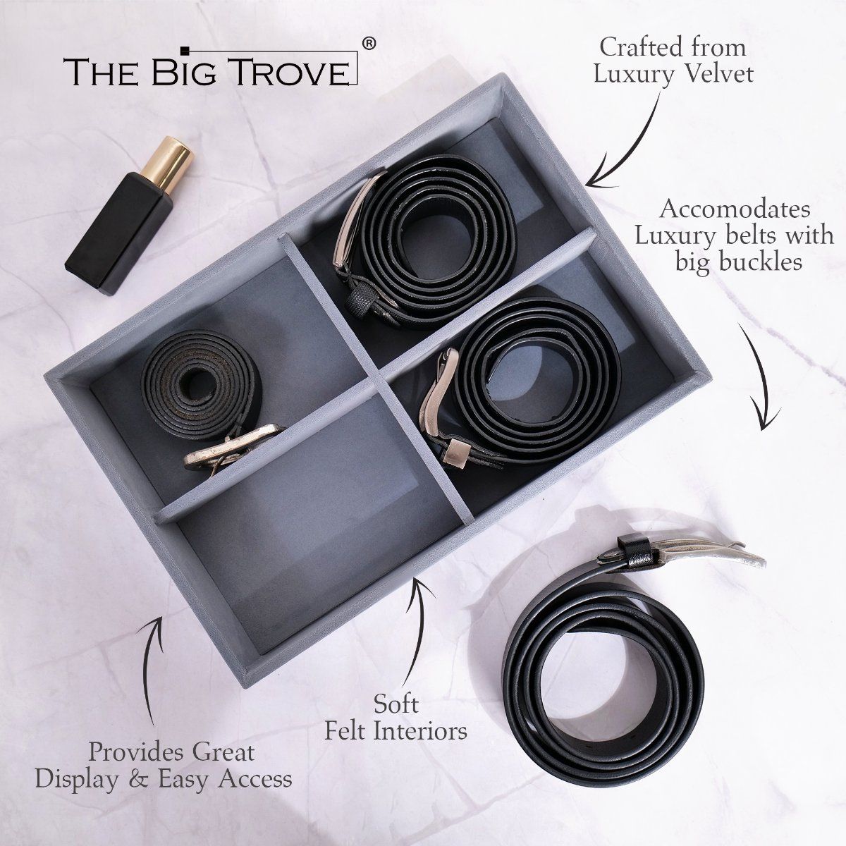Buy La Trove Luxury Velvet 4 Slot Belt Tray Display Of Premium Big ...