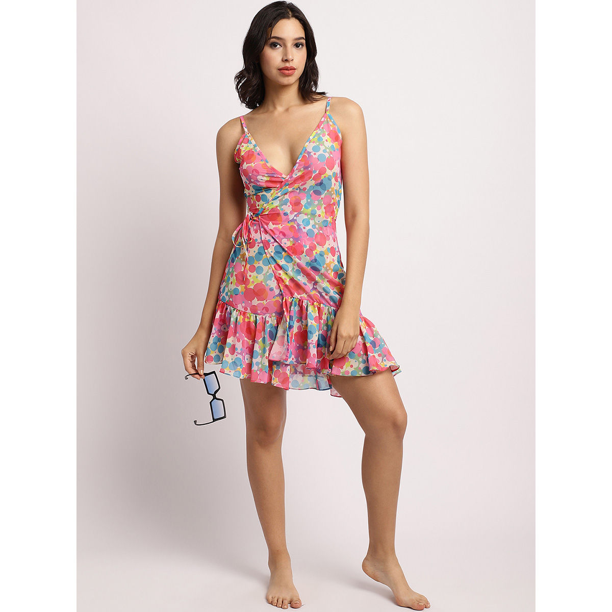 Buy Erotissch Women Pink Polka Printed Relaxed Fit Swimwear Cover Up ...