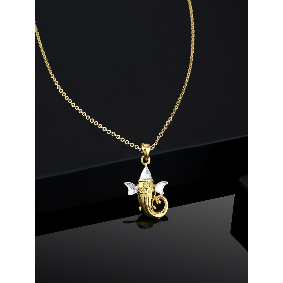 Buy Estele Gold and Rhodium Plated Lord Ganesha Pendant for Women Girls Online