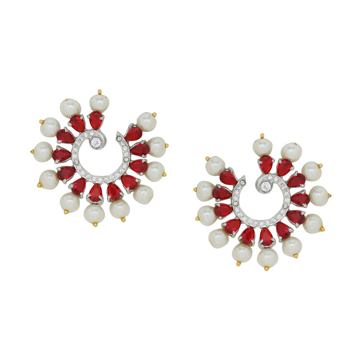 Buy SHOSHAA Red Stone Round Studs Online