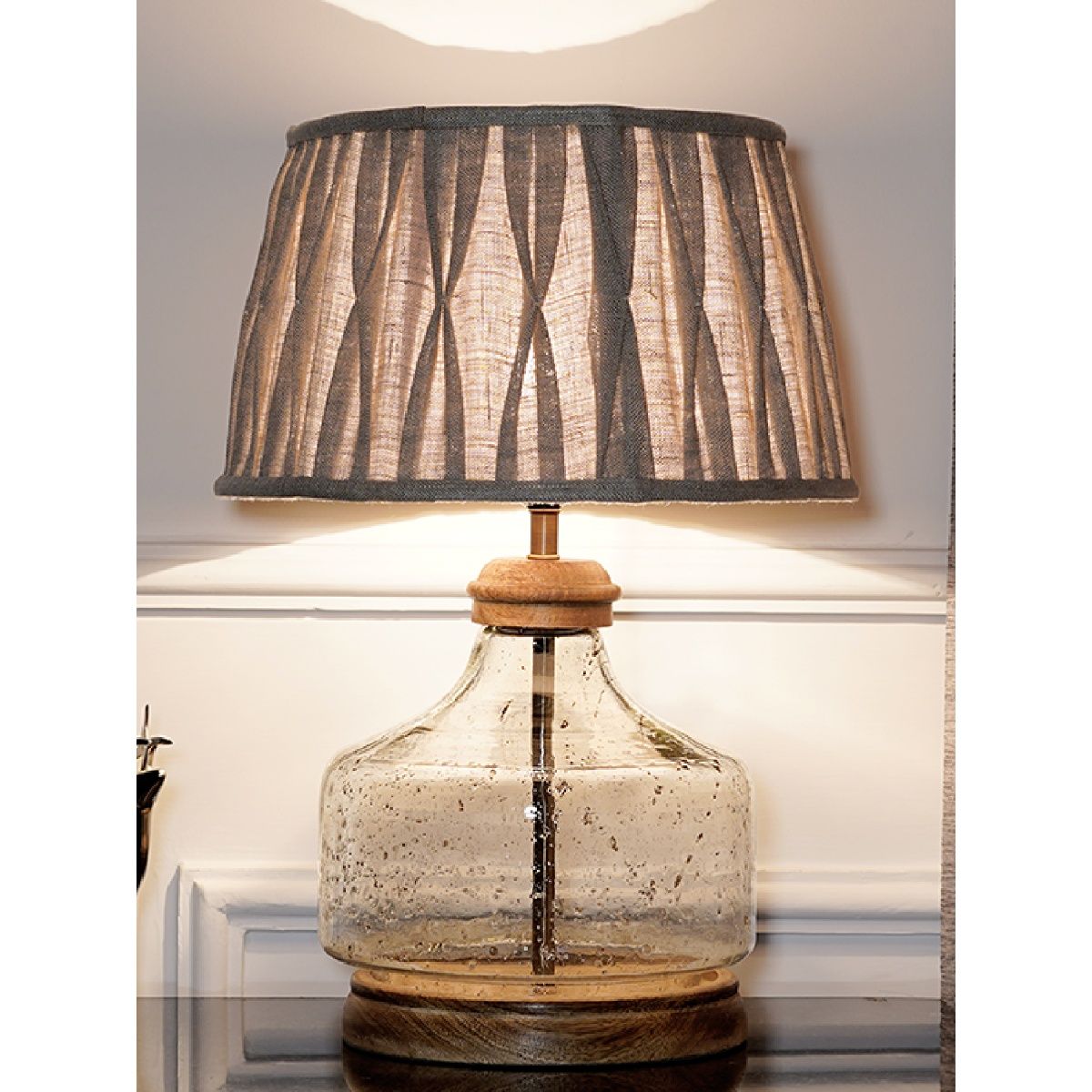 Buy Kapoor Lamp Shades Tuscan Glass and Wood Table Lamp with Natural ...