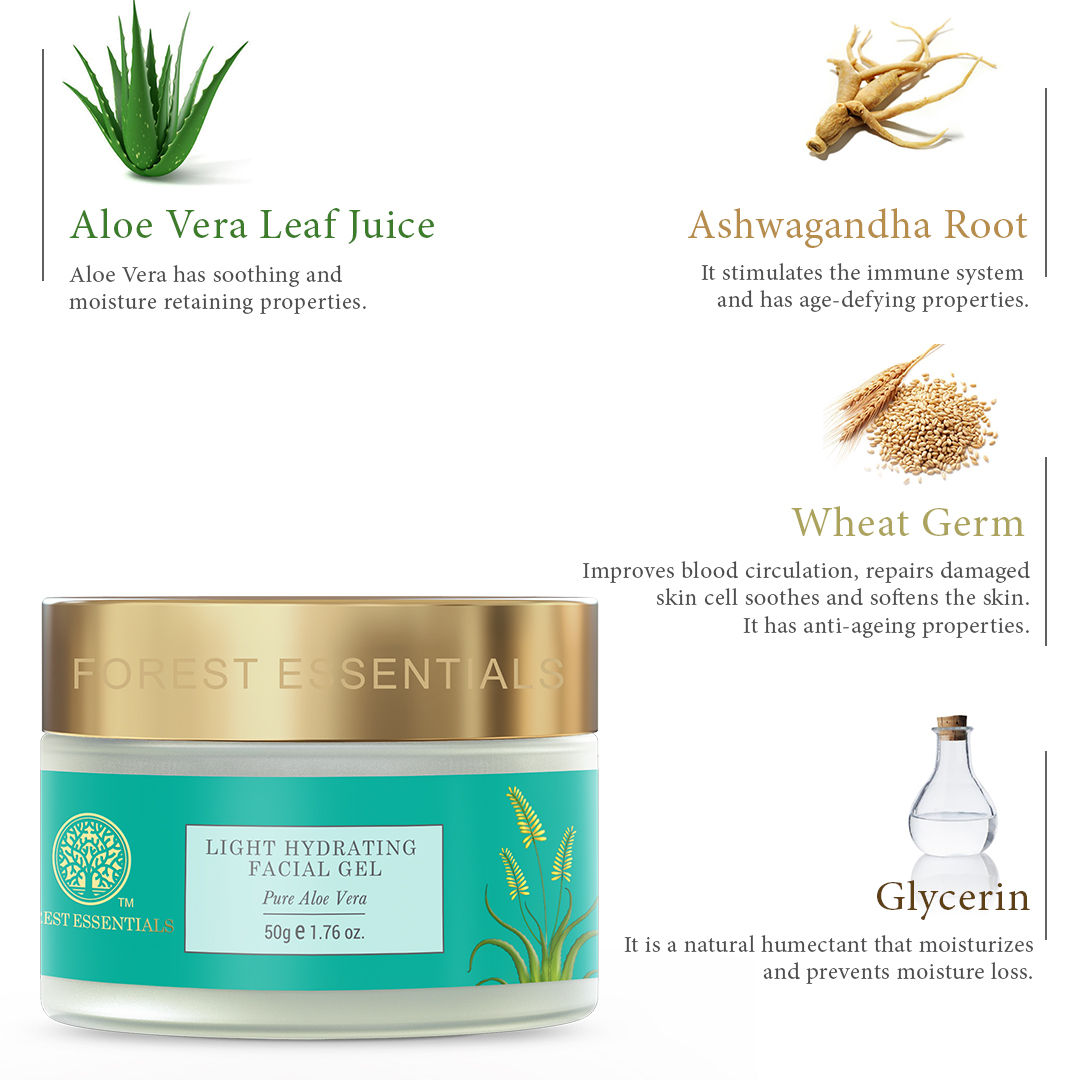 Buy Forest Essentials Light Hydrating Facial Gel Pure Aloe Vera Natural ...