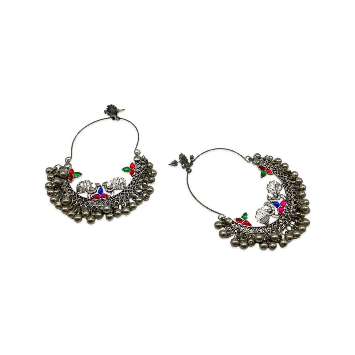 Buy Digital Dress Room Peacock Ghungroo Design Chandbali Earring Online