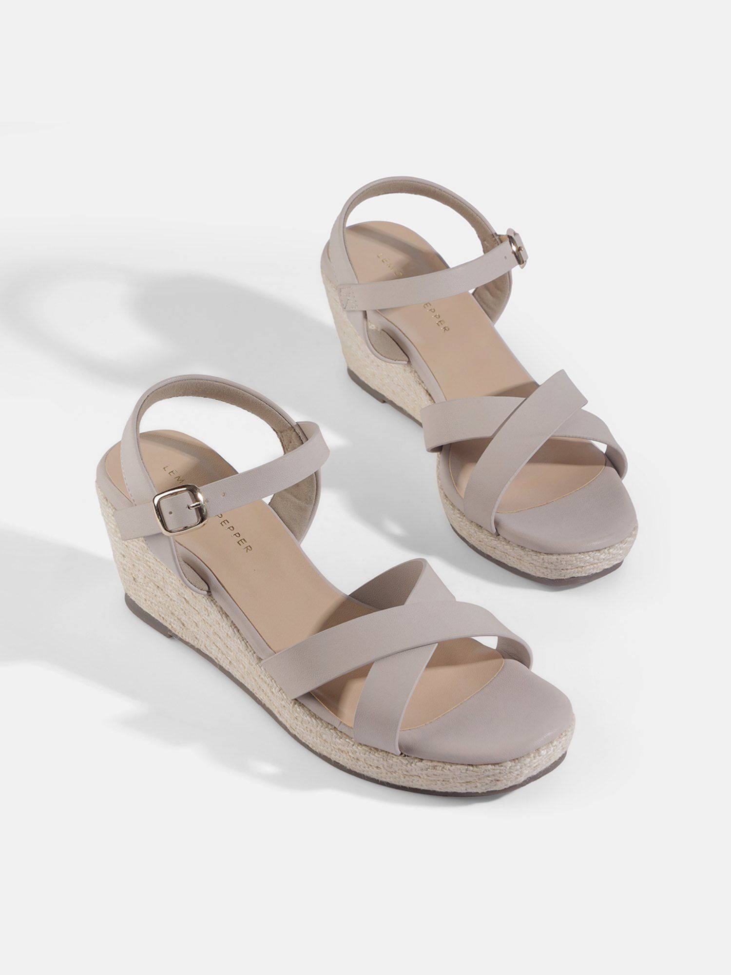 Buy Lemon & Pepper Women Wedges Heels - Grey Online