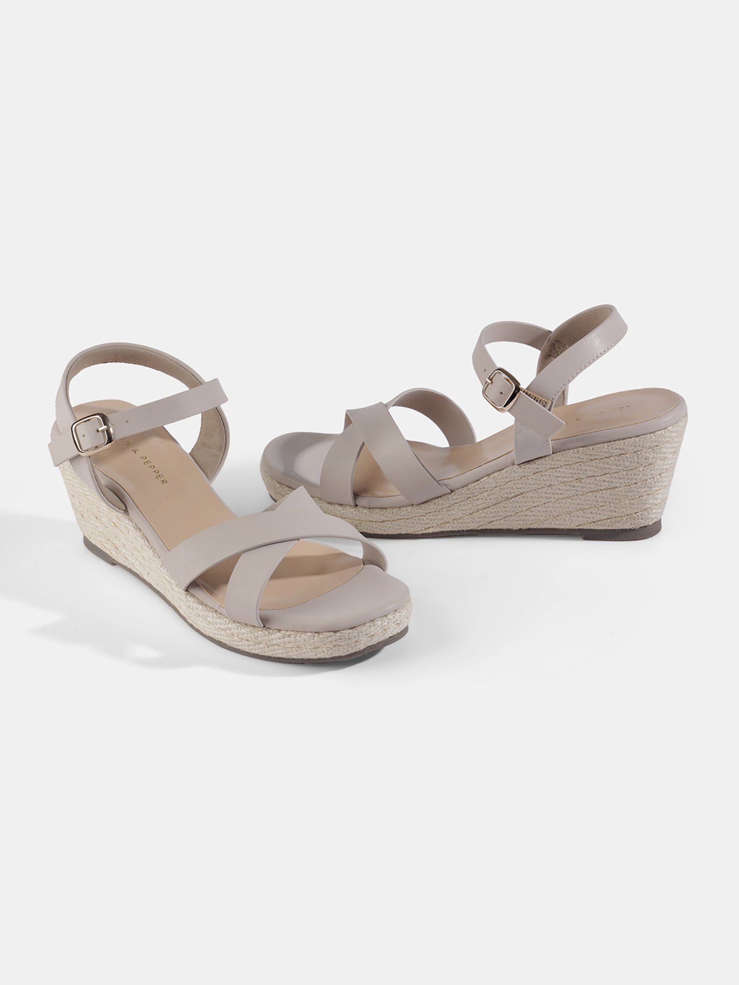 Buy Lemon & Pepper Women Wedges Heels - Grey Online
