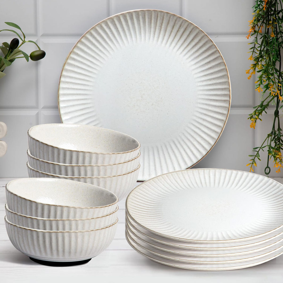 Buy Anko White 6 Bowls and 6 Dinner Plates Set Online