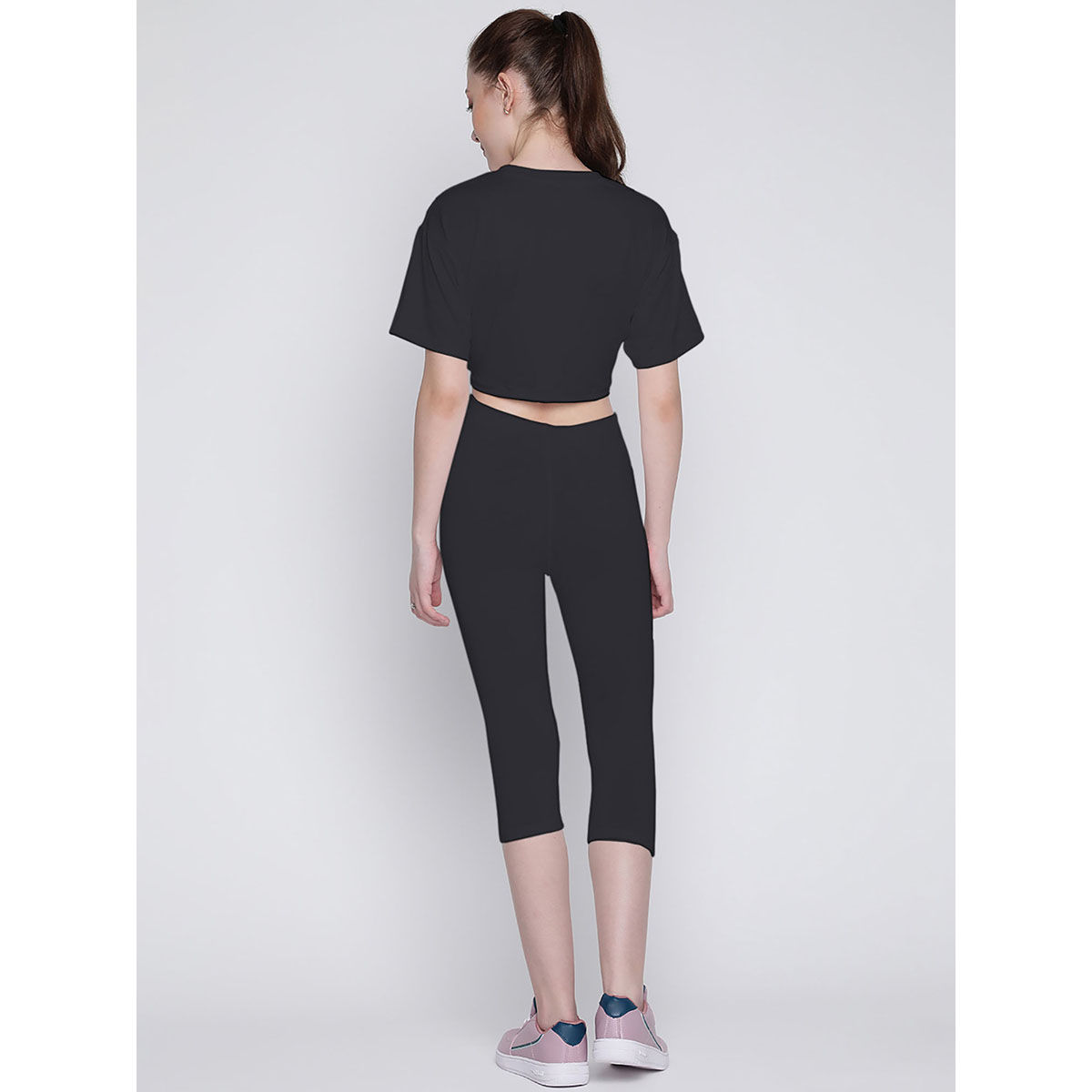 Buy Wear Jukebox Flow Fit Adapt Crop Top & Tights for Women Black (Set ...