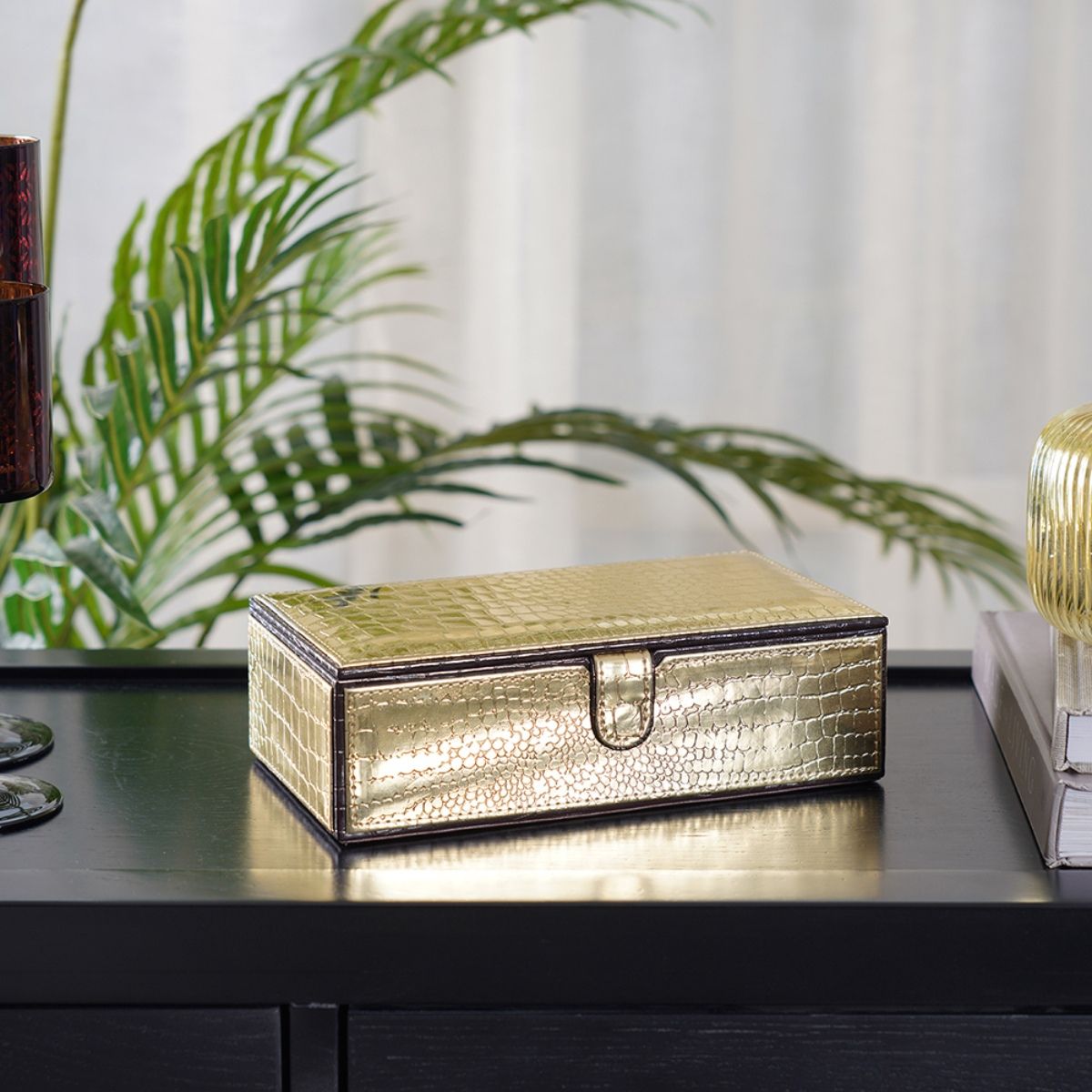 Buy Pure Home + Living Amari Gold Lid Box Online