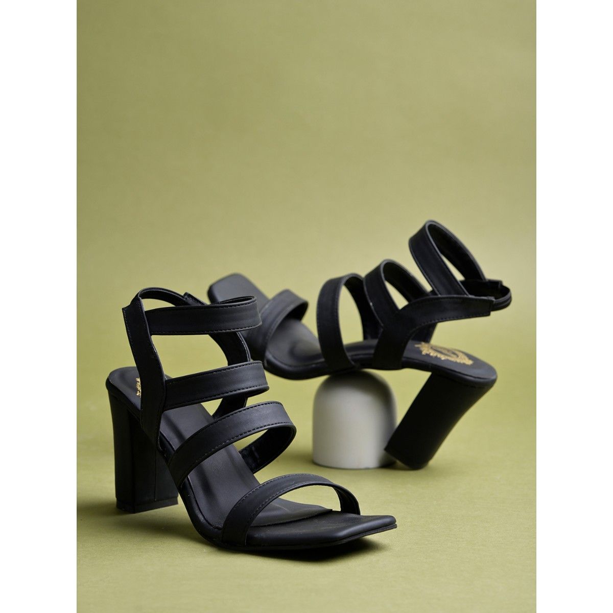 Buy Shoetopia Strappy Black Sandal Heels for Women Online