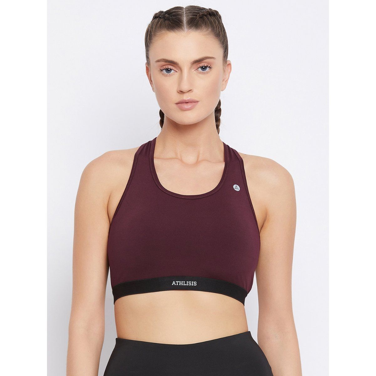 Athlisis Maroon Removable Padding Non-wired Dry Fit Sports Workout Bra ...
