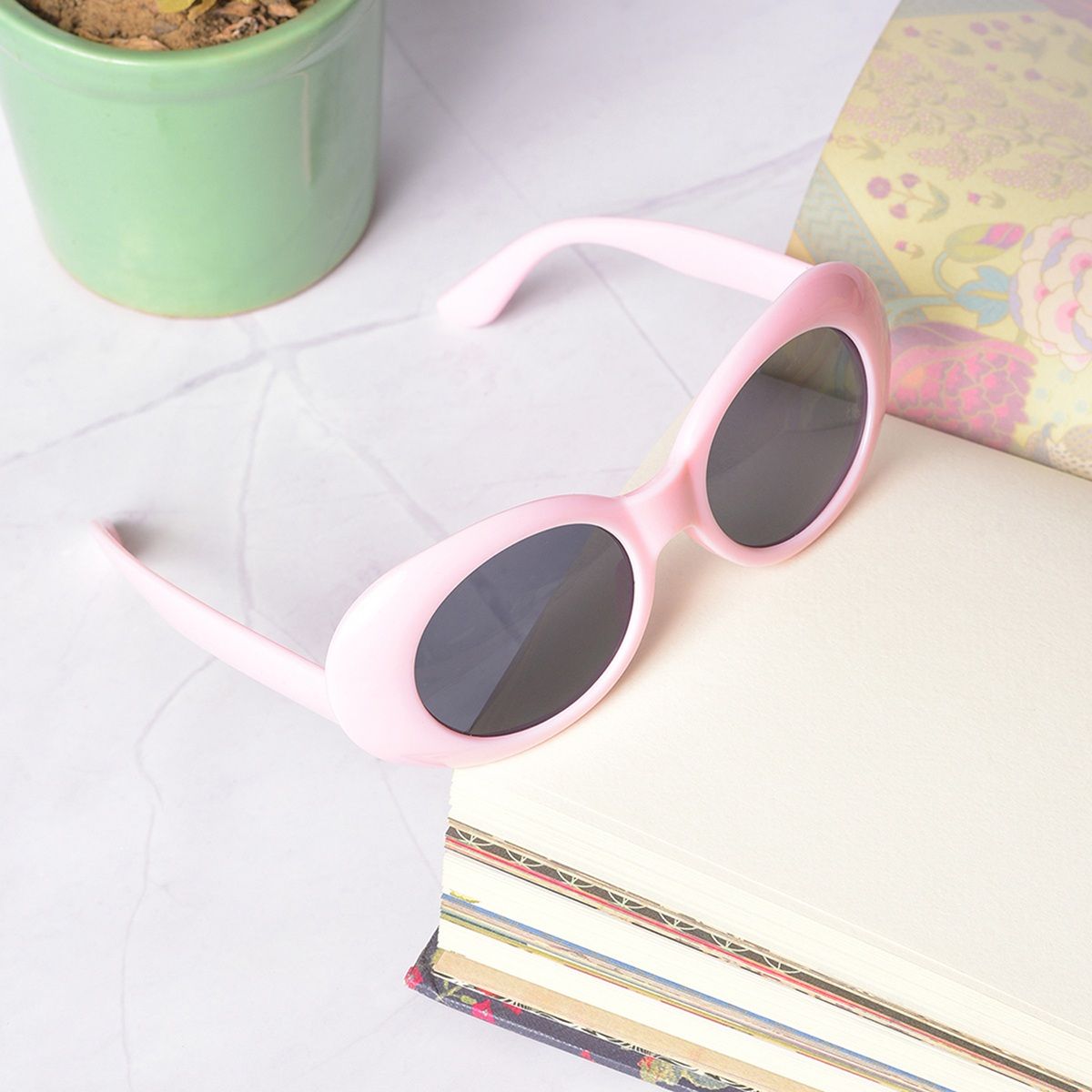 Buy Haute Sauce Women Grey Lens Pink Oval Sunglasses (51) Online