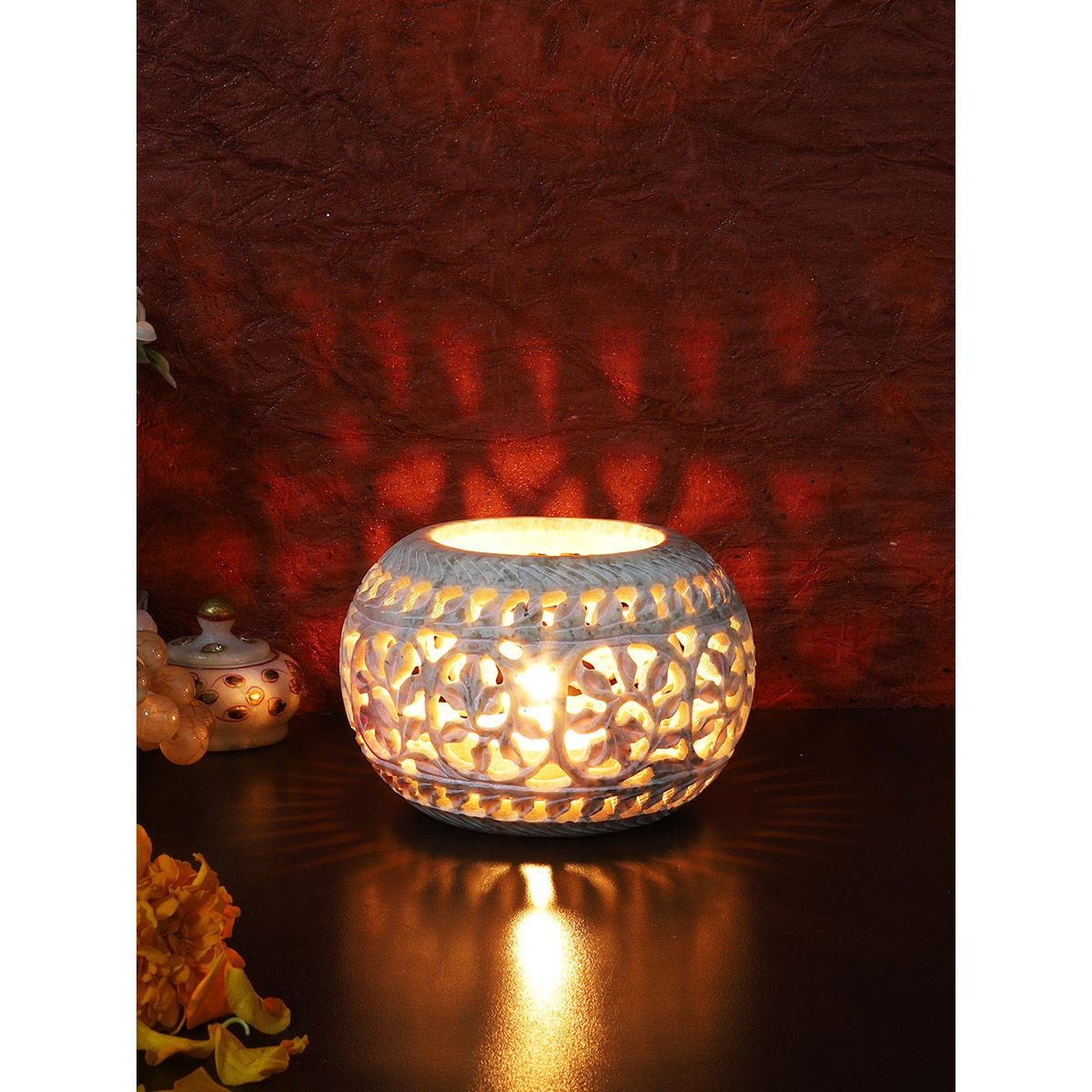 Buy AAPNO RAJASTHAN Circular Tea Light Candle Holder White Online