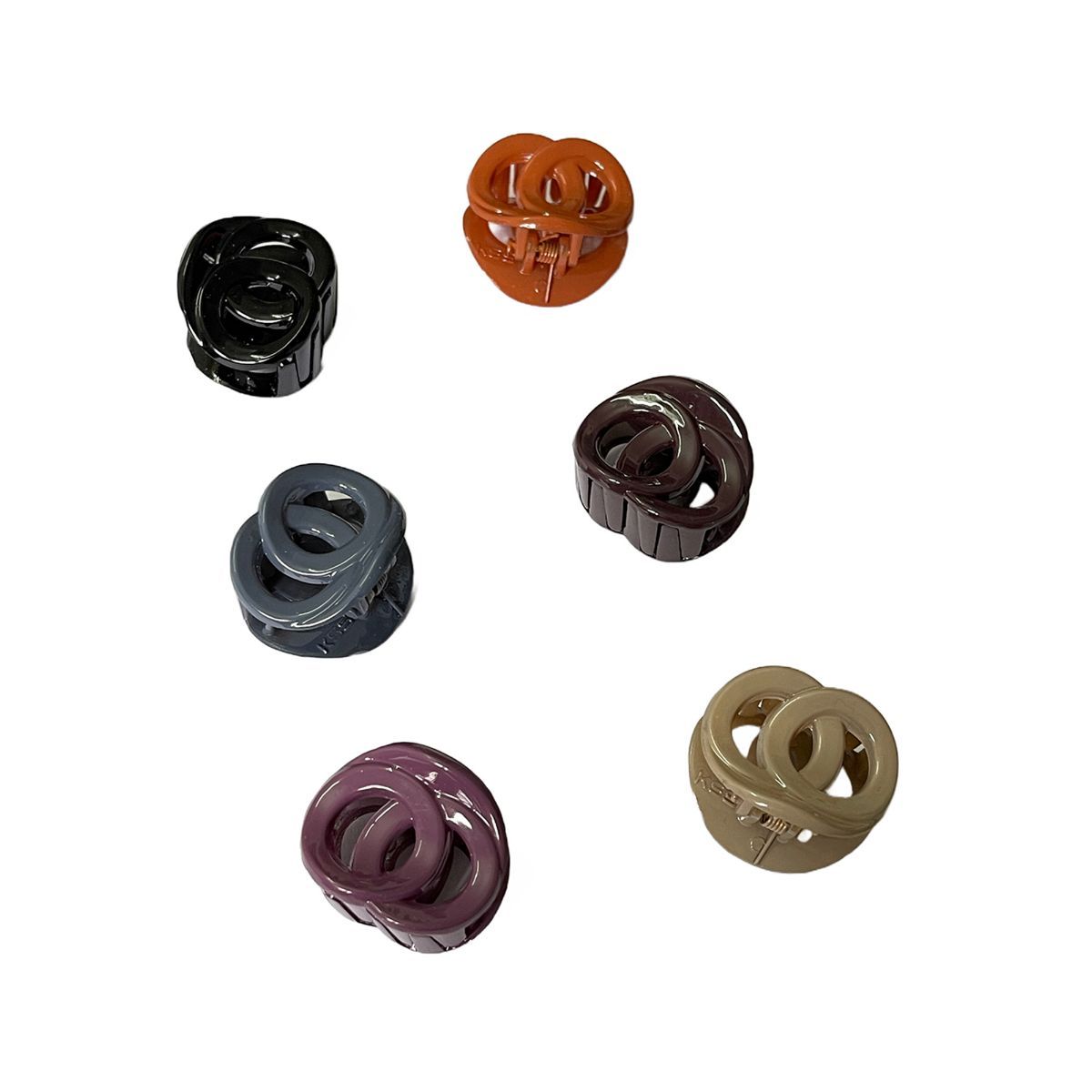 Ayesha Six Classic Interlocking Circle Shaped Multicolor Claw Clips ...