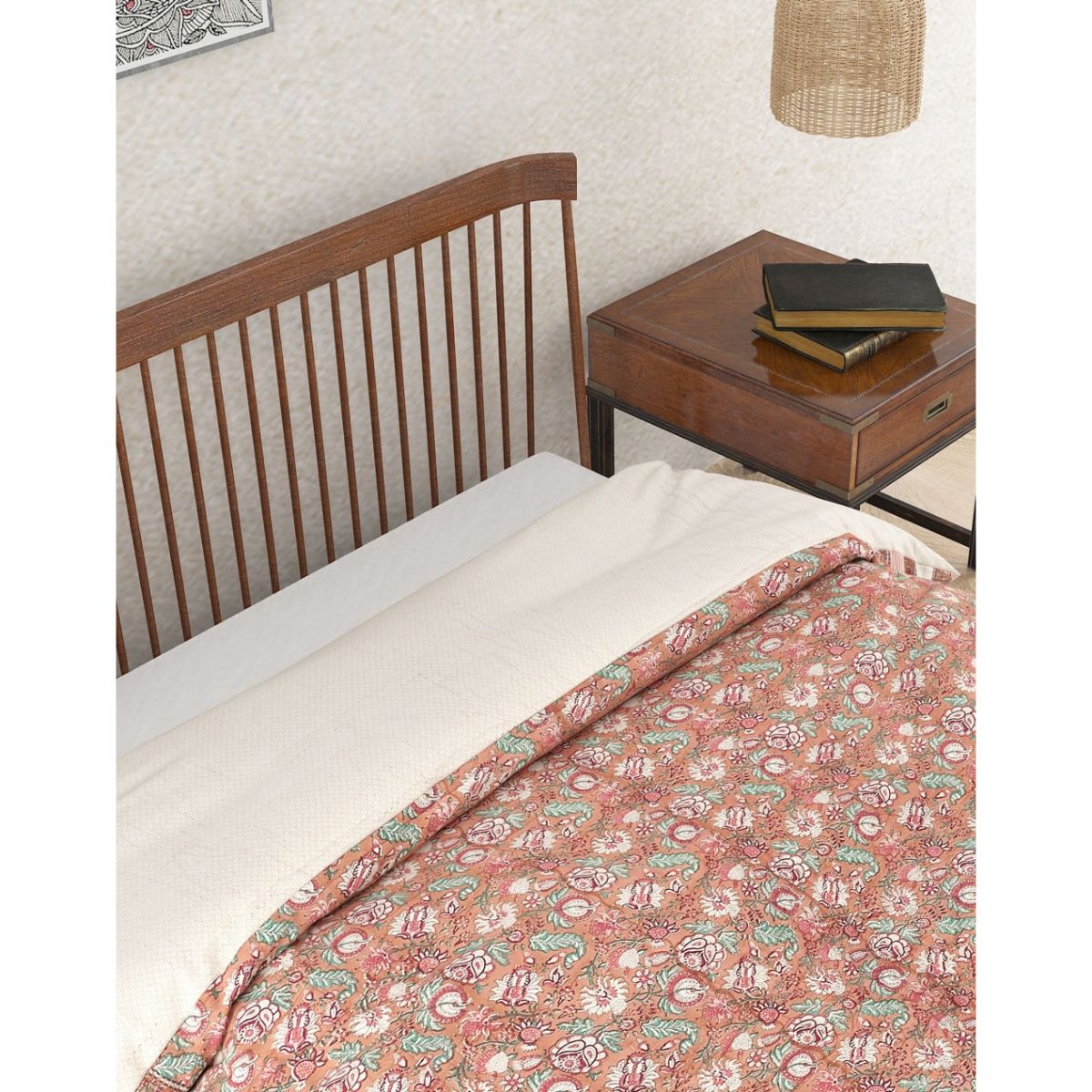 Buy Fabindia Brown Coromandel Cotton Block Print Quilt Online