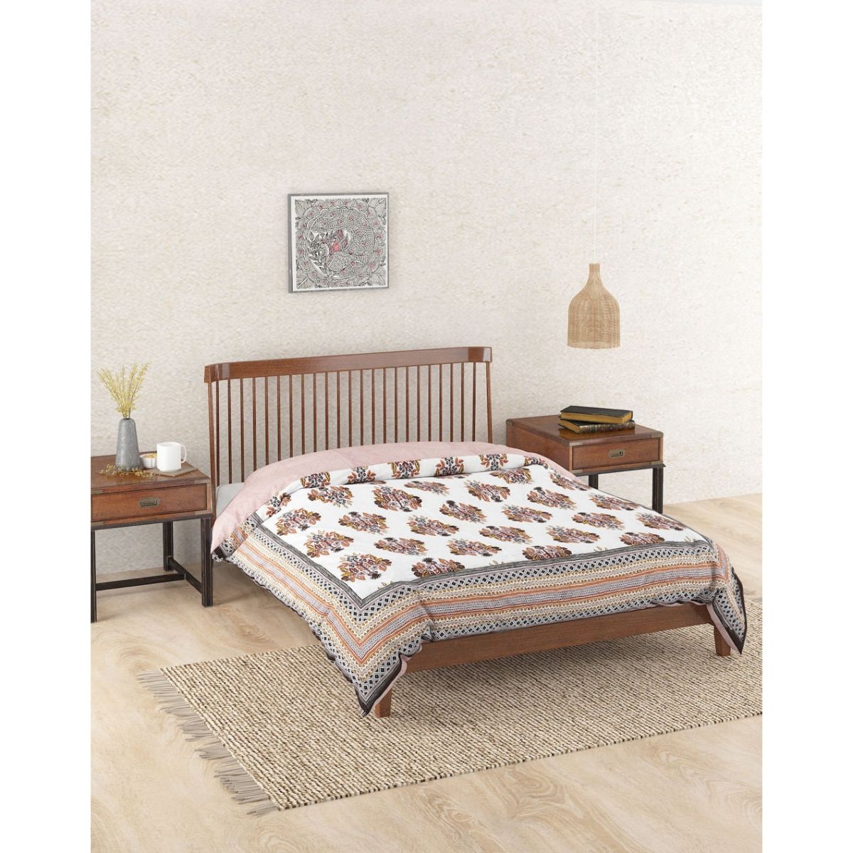 Buy Fabindia Brown Enari Cotton Woven Quilt Online