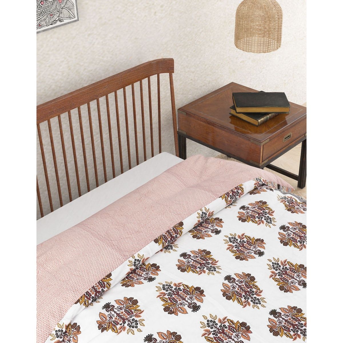 Buy Fabindia Brown Enari Cotton Woven Quilt Online