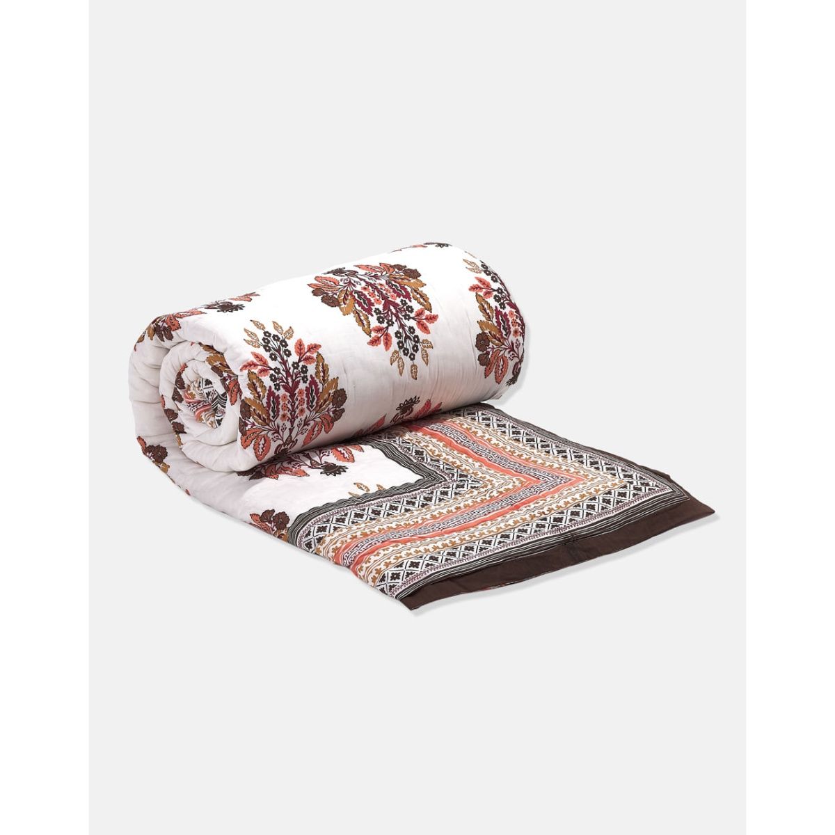 Buy Fabindia Brown Enari Cotton Woven Quilt Online