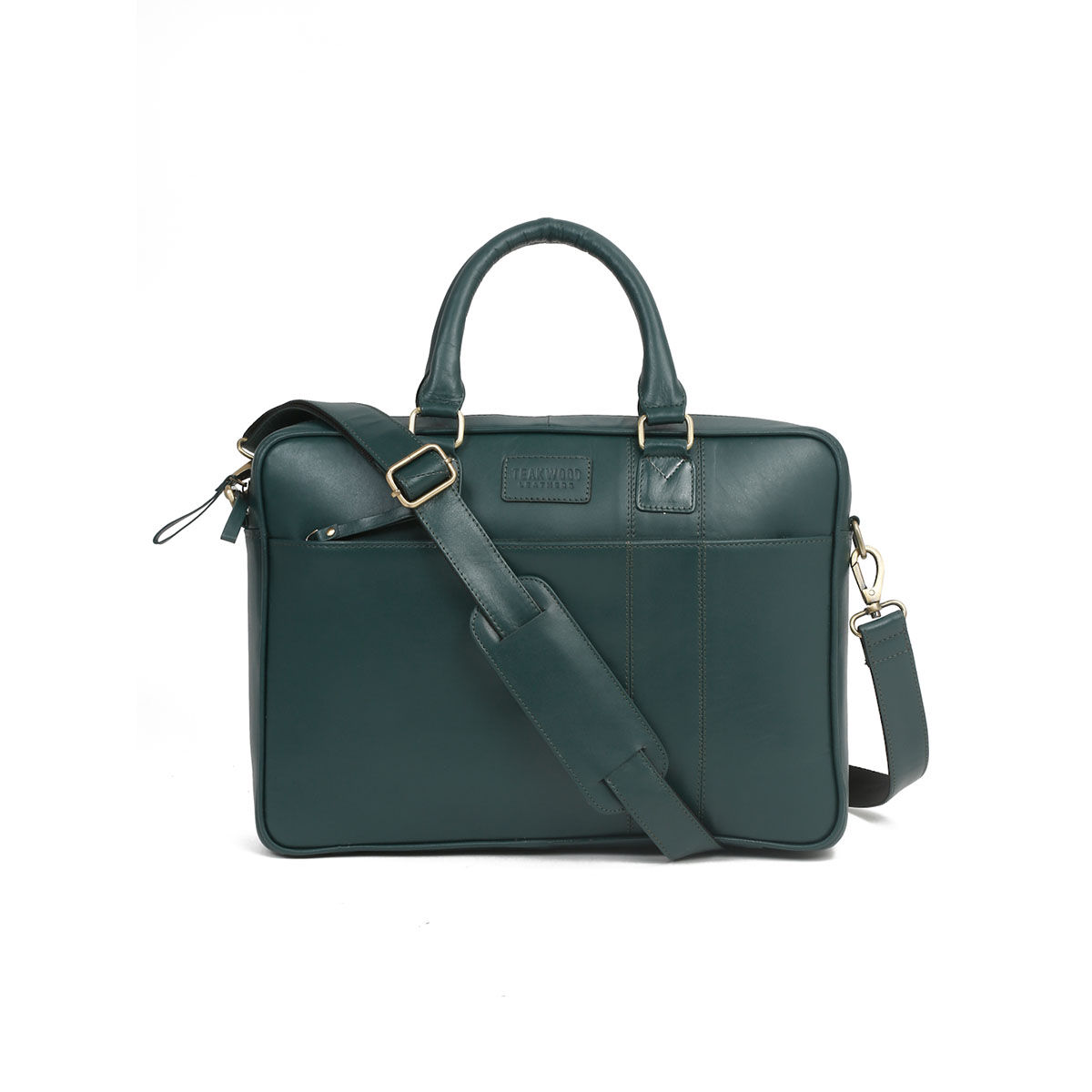 Buy Teakwood Unisex Green Solid Leather Structured Messenger Bag Online