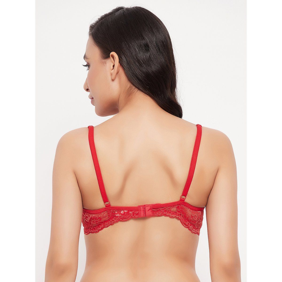 Clovia Level 3 Push Up Underwired Demi Cup Bra In Red Lace Buy