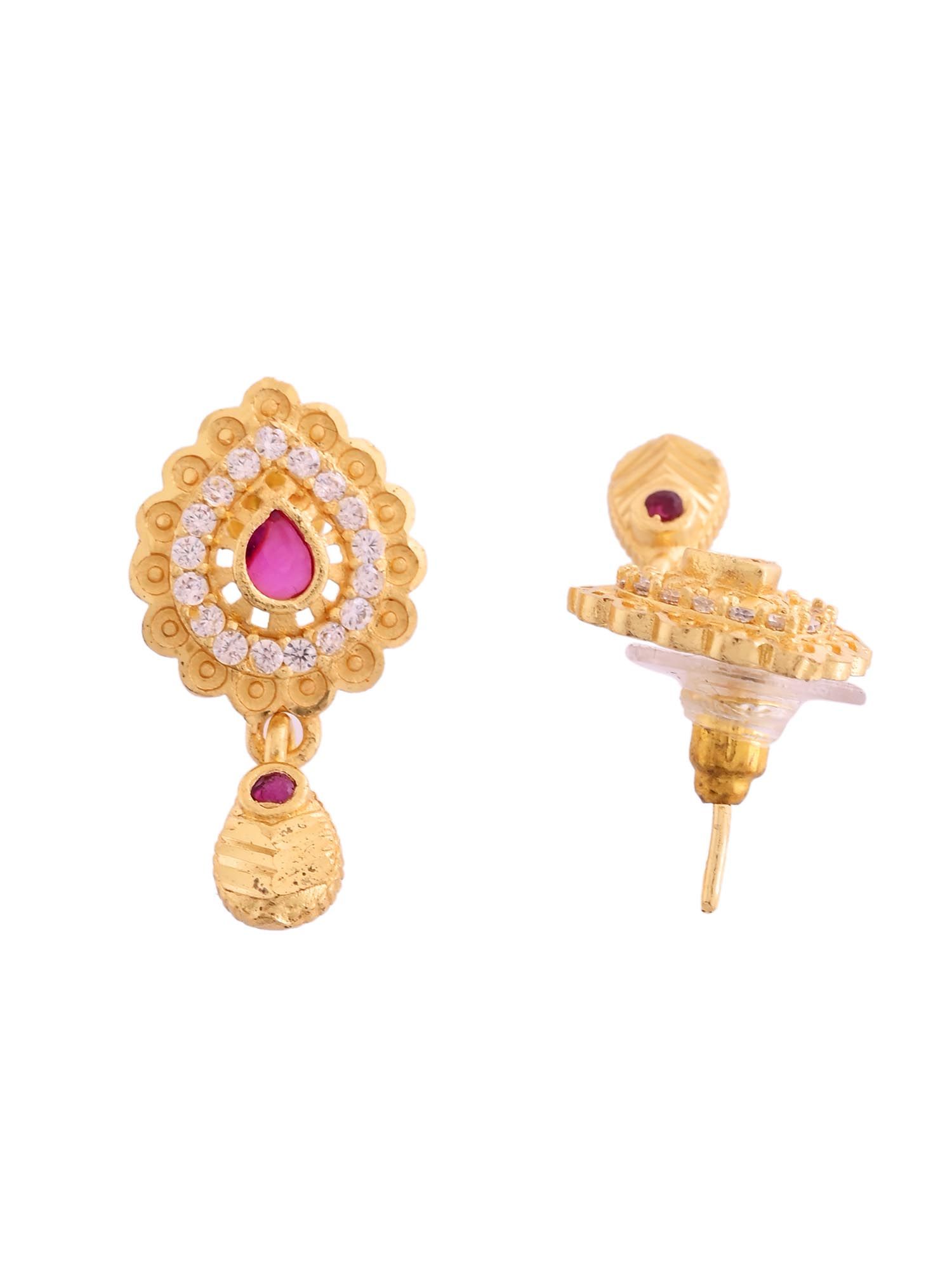Buy VOJ Gold Plated Tear Drop Shaped Jewellery Set Online