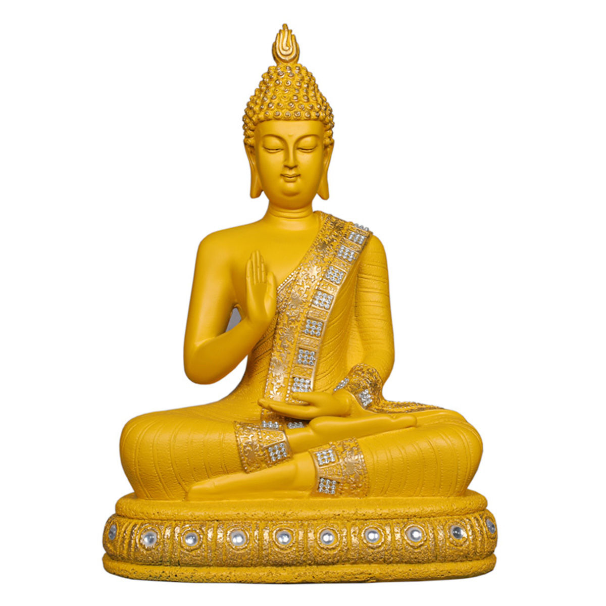 Buy Tansha Quo Buddha Decorative Showpiece - 34.5 Cm (Polyresin, Gold ...