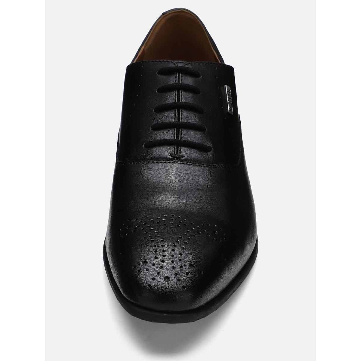 Buy EZOK Leather Formal Solid Black Brogues For Men Online
