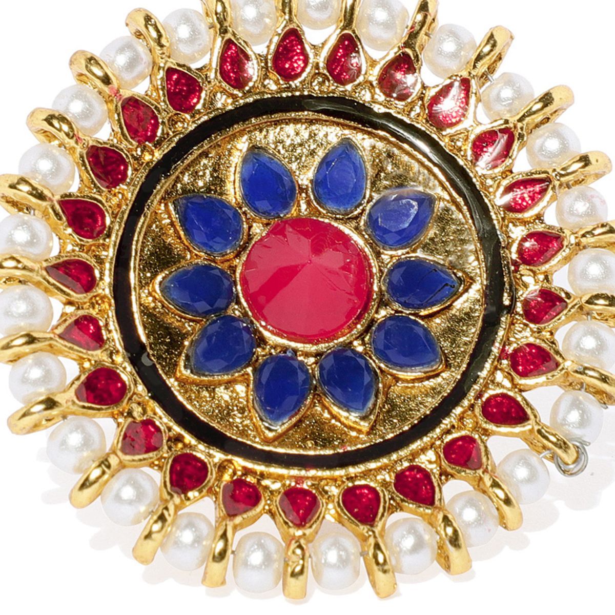 Zaveri Pearls Blue Stones Flower & Pearls Ethnic Finger Ring - ZPFK7822 ...