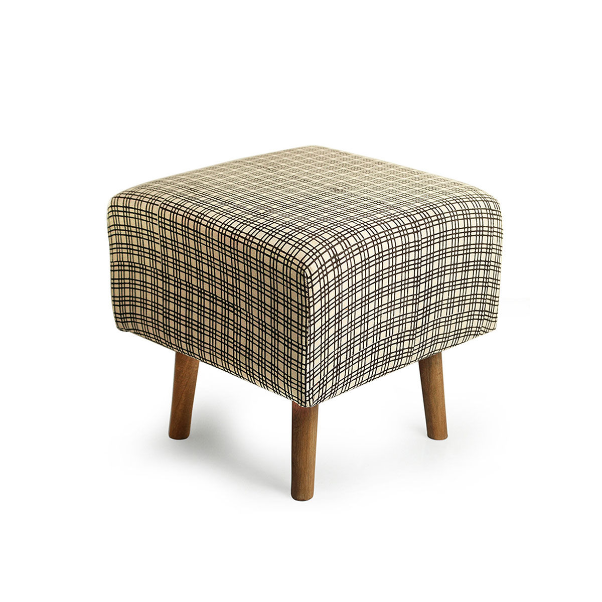 Buy ExclusiveLane Checkered Cube Handcrafted Ottoman In Mango Wood ...