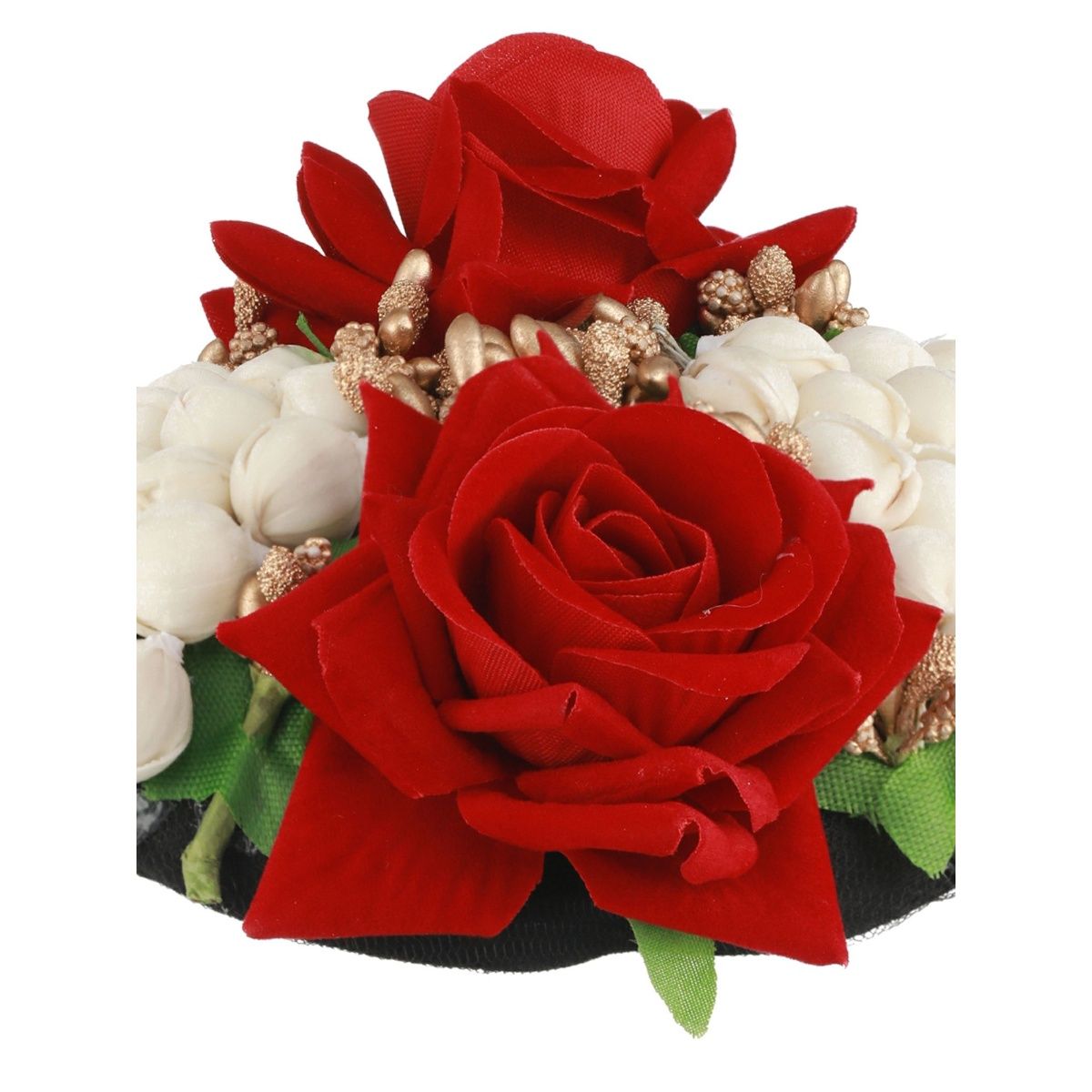 Buy Aatmana Red Rose & White Mogra Embellished Artificial Flower Gajra ...