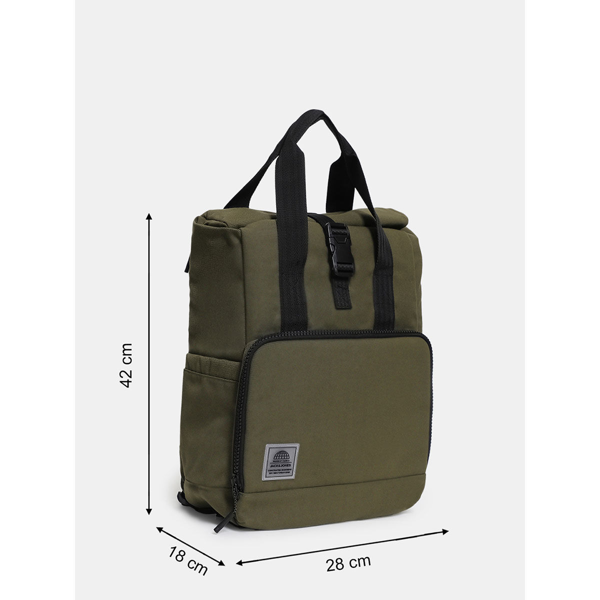 Buy Jack & Jones Olive Camo Print Roll-Top Backpack Online