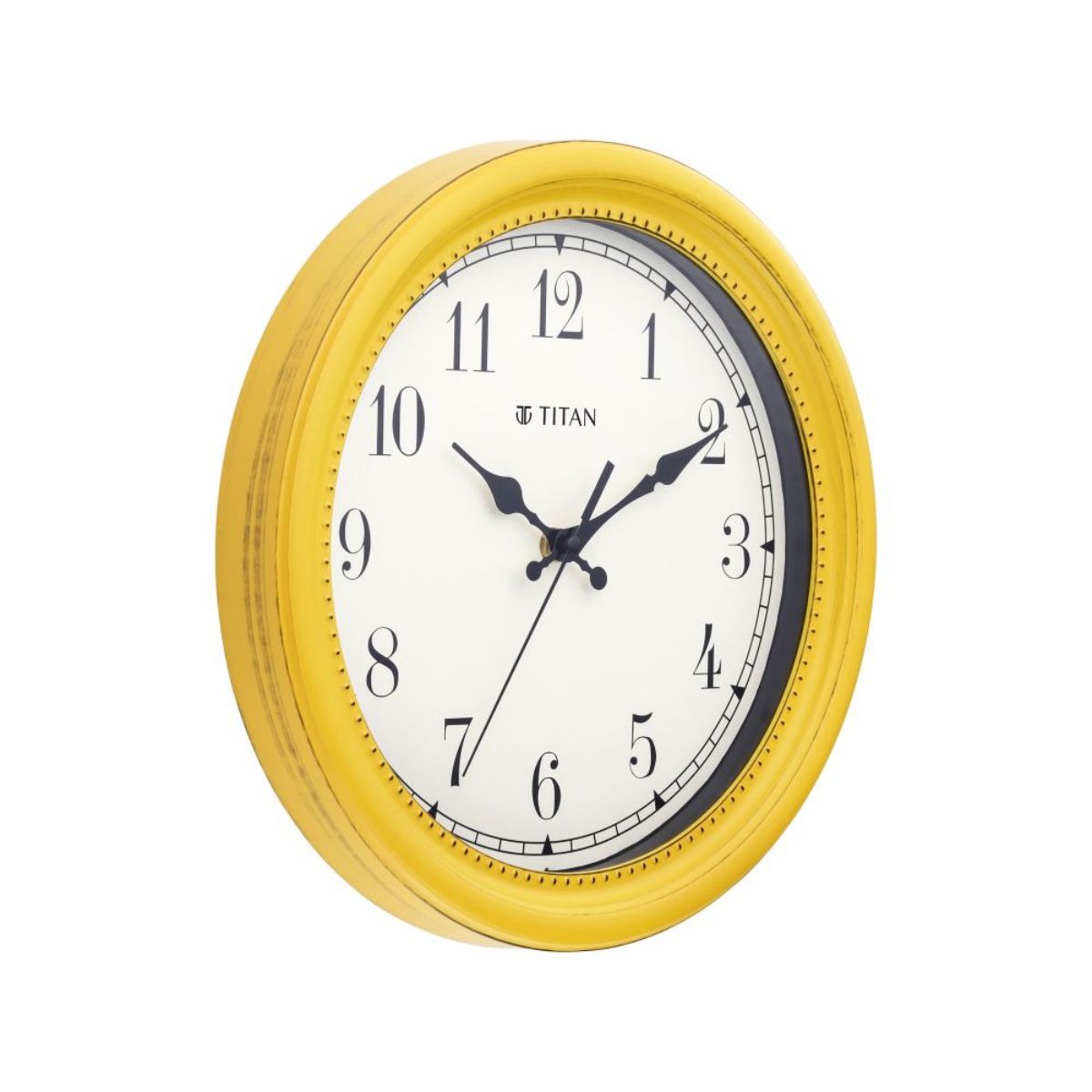 Buy Titan Classic Yellow Wall Clock With Distressed Finish Online