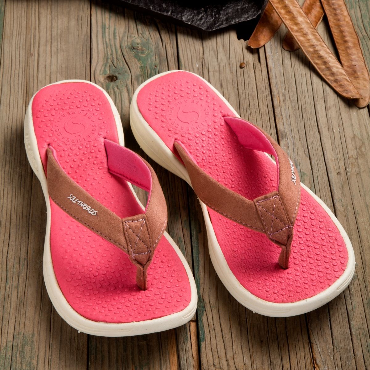 SOLETHREADS Sally Pink Solid Women Flip Flops: Buy SOLETHREADS Sally ...