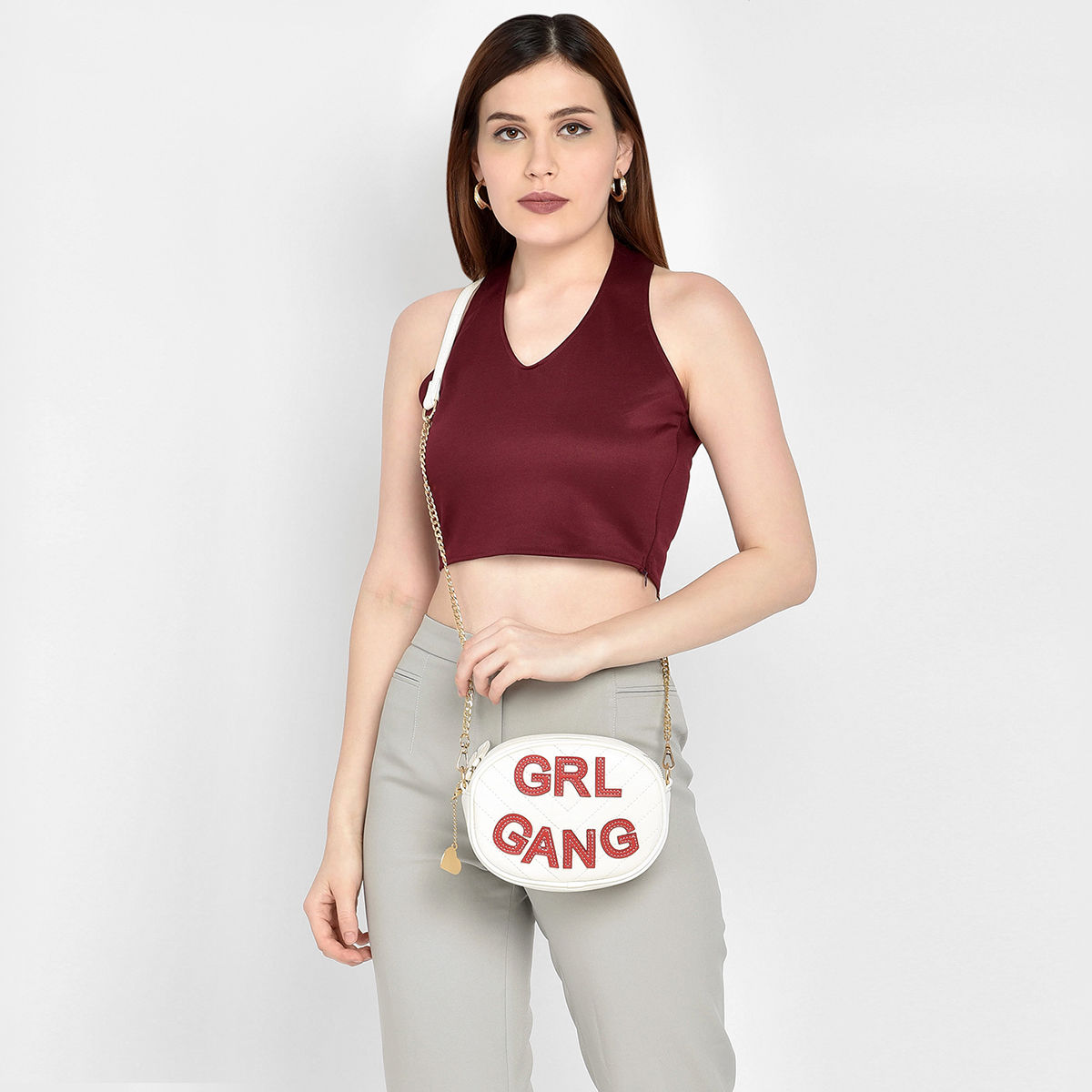 Buy ToniQ White Girl Gang Red Cutwork Sling Bag(OSXXS08) Online