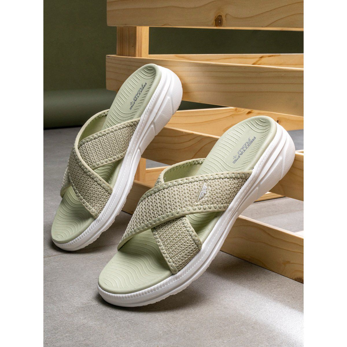 Buy Red Tape Women Textured Mint Green Sports Sandals Online