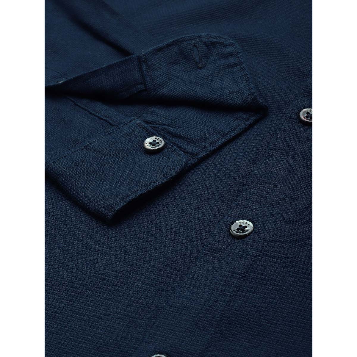 Buy The Bear House Men Blue Slim Fit Solid Cotton Casual Shirt Online
