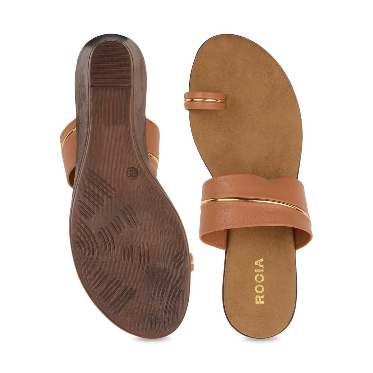 Buy ROCIA By Regal Tan Women Solid One Toe Small Sandals Online