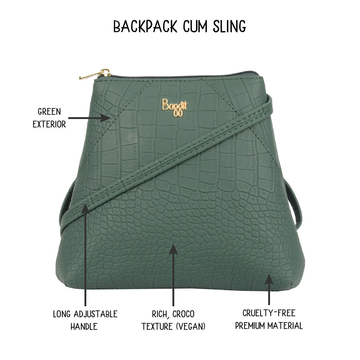 Buy Baggit Bagy Extra Small Green Backpack Online