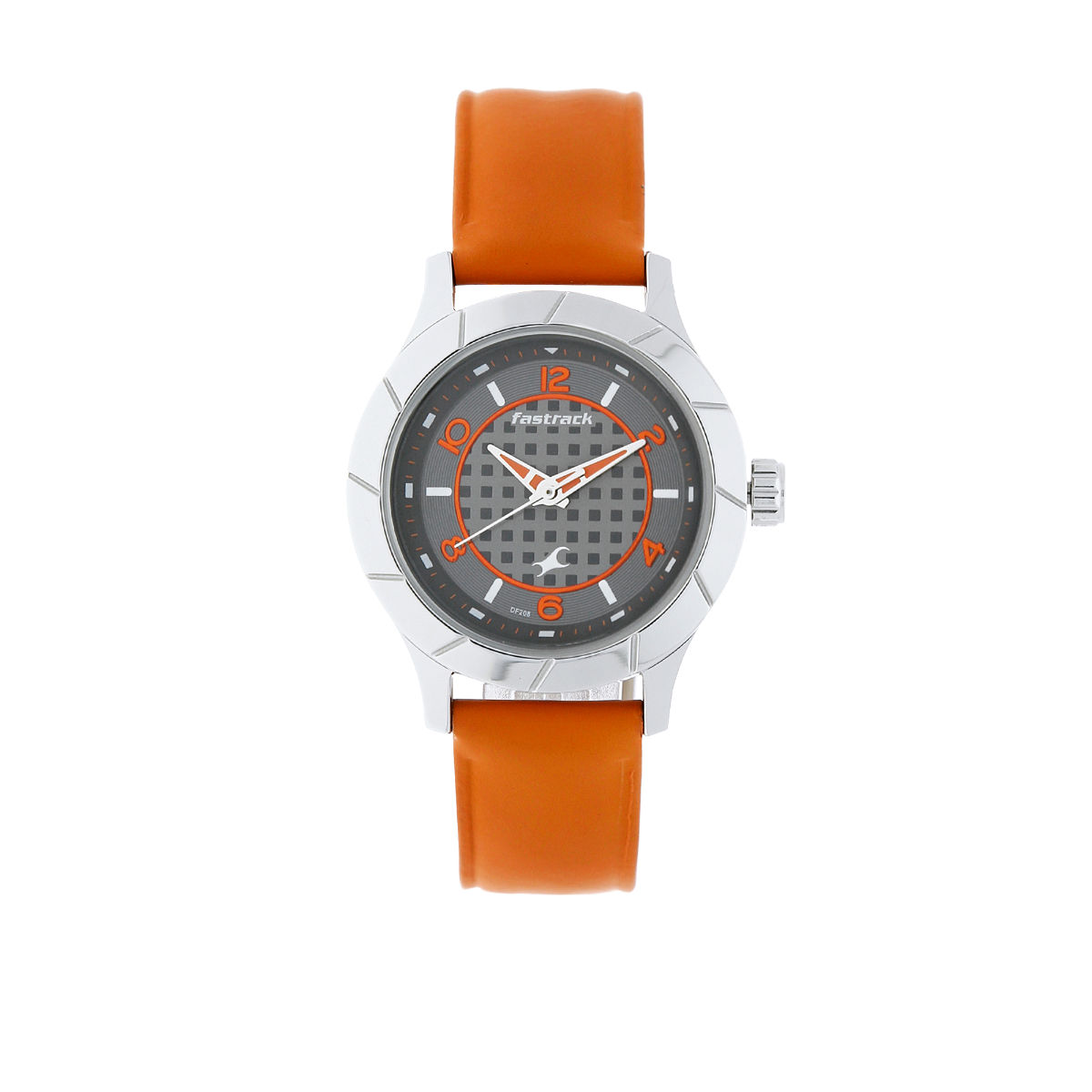 Fastrack Grey Dial Orange Leather Strap Watch: Buy Fastrack Grey Dial ...
