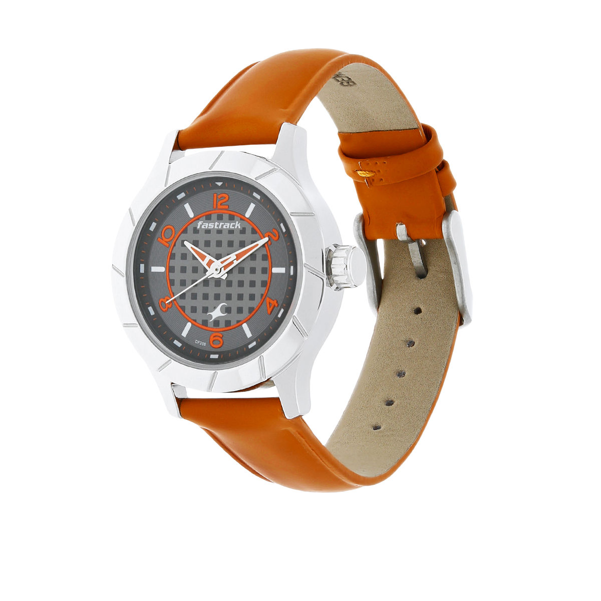 Fastrack Grey Dial Orange Leather Strap Watch: Buy Fastrack Grey Dial ...